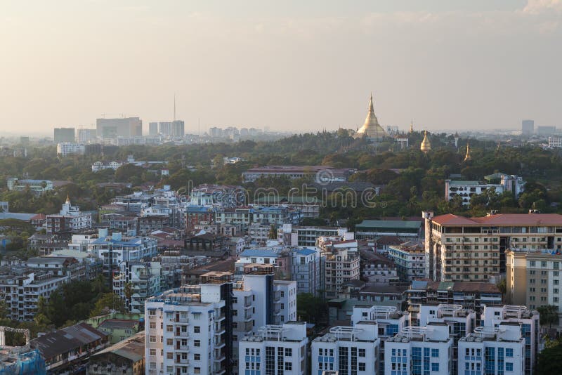 View of Yangon in Daylight from Above Stock Image - Image of myanmar ...