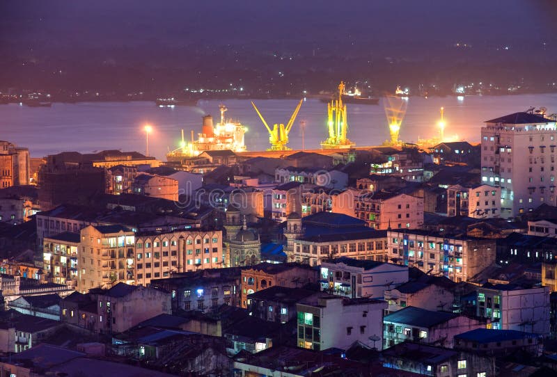 View of Yangon, Myanmar. stock image. Image of loading - 7585793