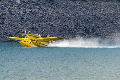 View of Fire Fighting Float Plane Loading Water. Editorial Photo ...