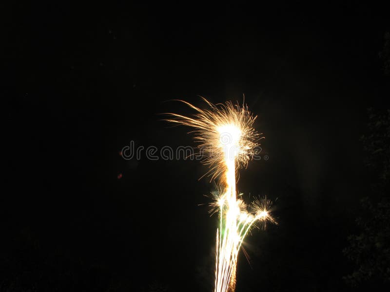 View of the Yellow Fireworks in the Night Sky Stock Image - Image of ...