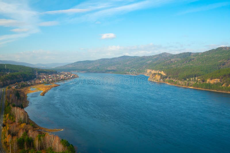 View of the Yenisei River from the Observation Deck Stock Photo - Image ...