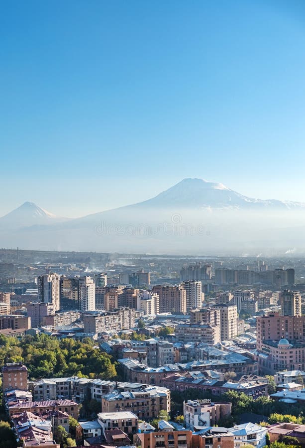 A View of Yerevan City with Ararat Mountain on the Background. Stock ...