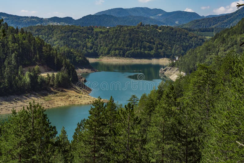 Zaovine lake in Serbia stock image. Image of forest - 198753147