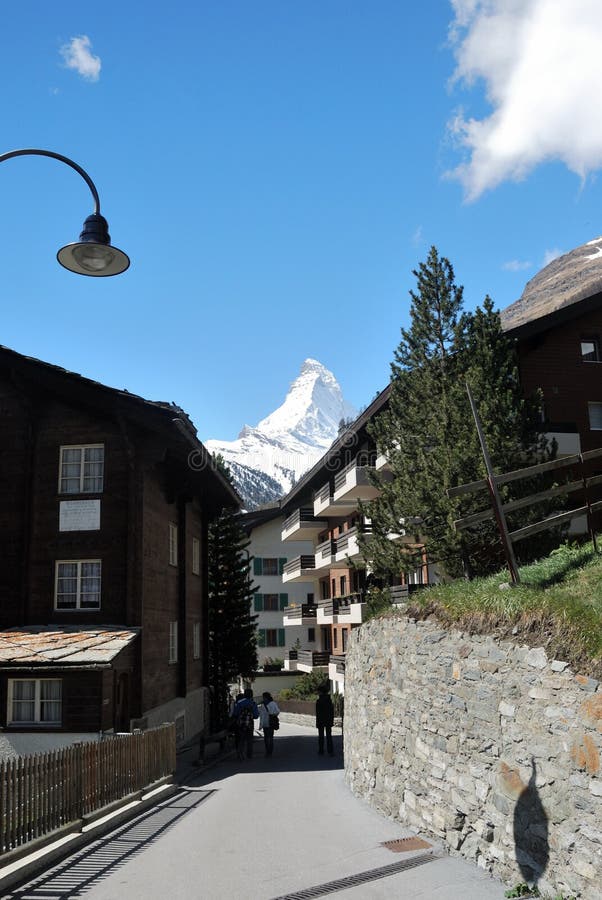 View of Zermatt House, with a Mountains Stock Photo - Image of massif ...
