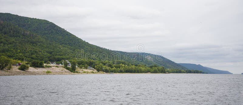 View of the Zhiguli Mountains in the Samara Region, Russia. Cloudy Day ...