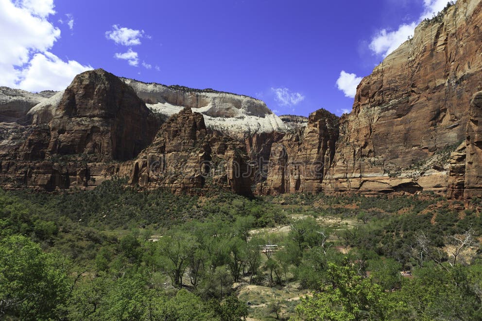 View of Zion Canyon in Spring Stock Image - Image of cold, colorful ...