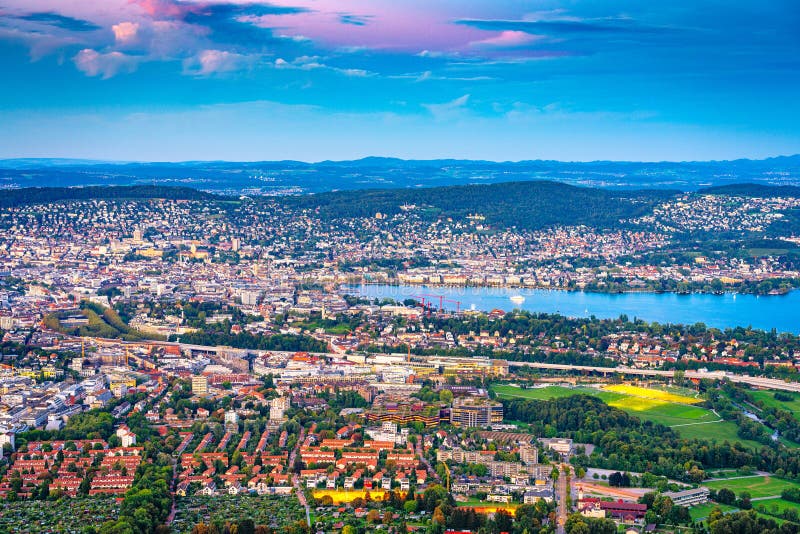 View of Zurich, Switzerland from the Top of Zurich Stock Photo - Image ...