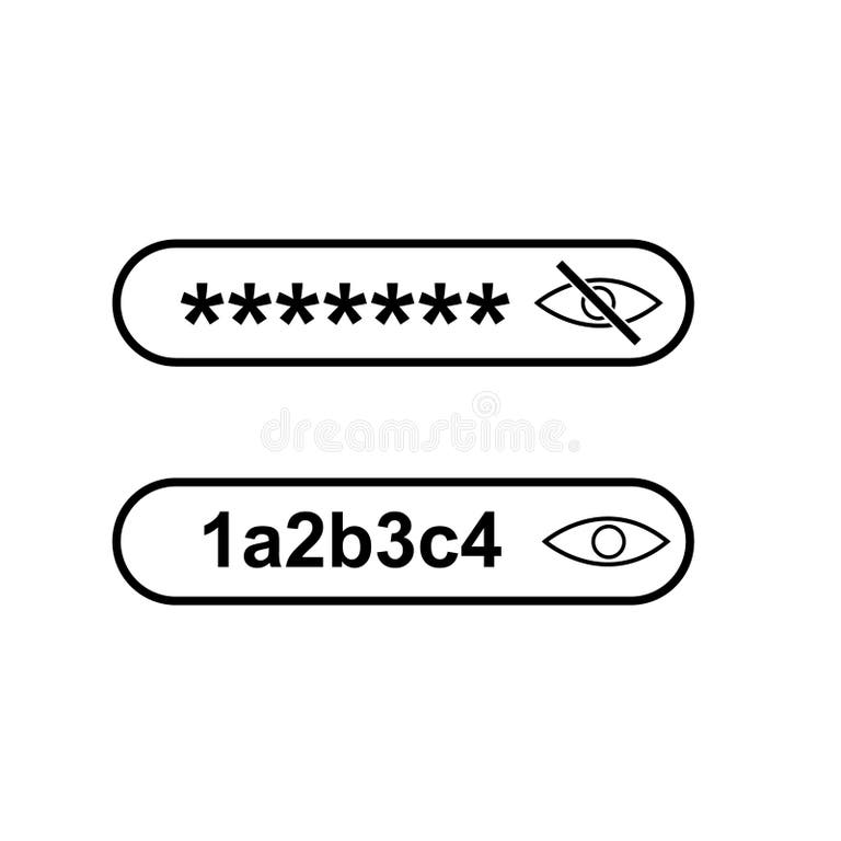 Viewable and Hidden Password Input Box Icon Set. Stock Illustration ...