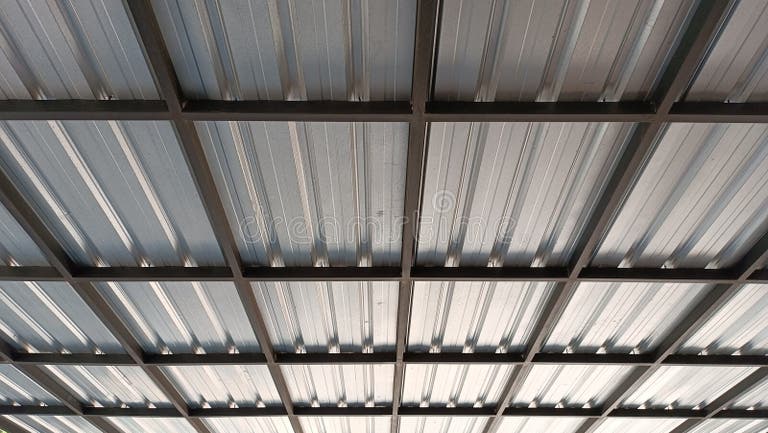 Corrugated Metal Roof Viewed from Below. the Roof is Made of Silver ...