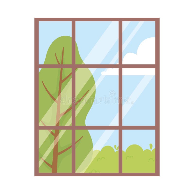 Viewed Window Landscape Nature Outdoor Isolated Design White Background ...