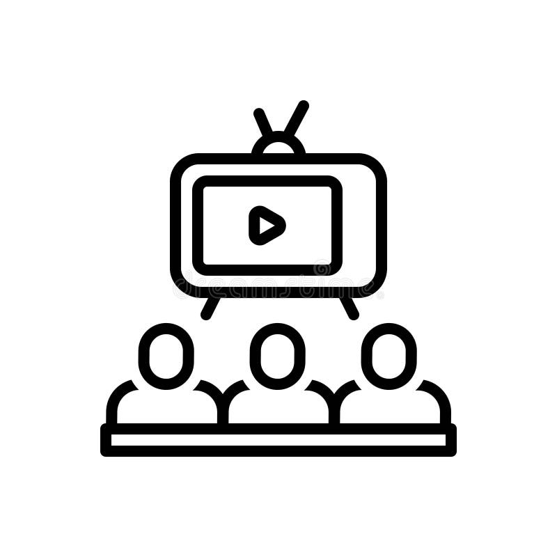 Black Line Icon for Viewers, Looker and Cinema Stock Vector ...