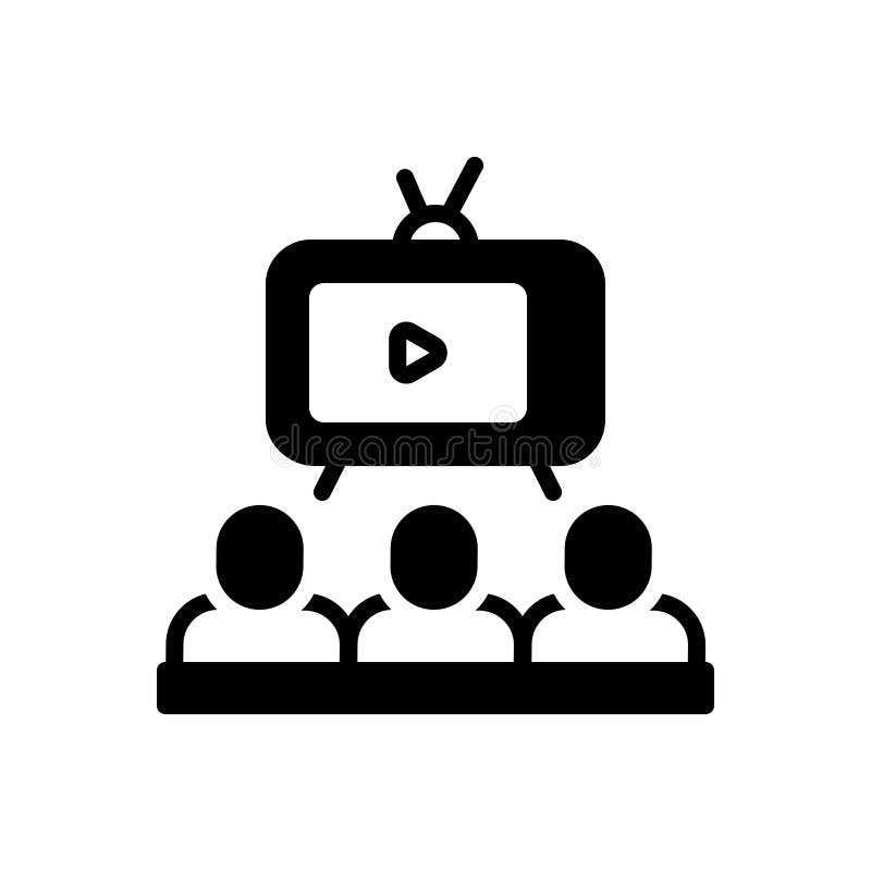 Black Solid Icon for Viewers, Audience and Spectator Stock Illustration ...