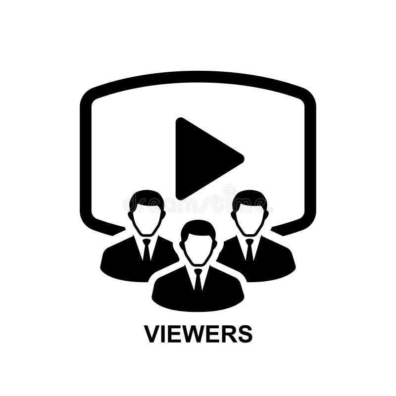 Viewers Icon. Eye with Video Player Icon Isolated on Background Stock ...