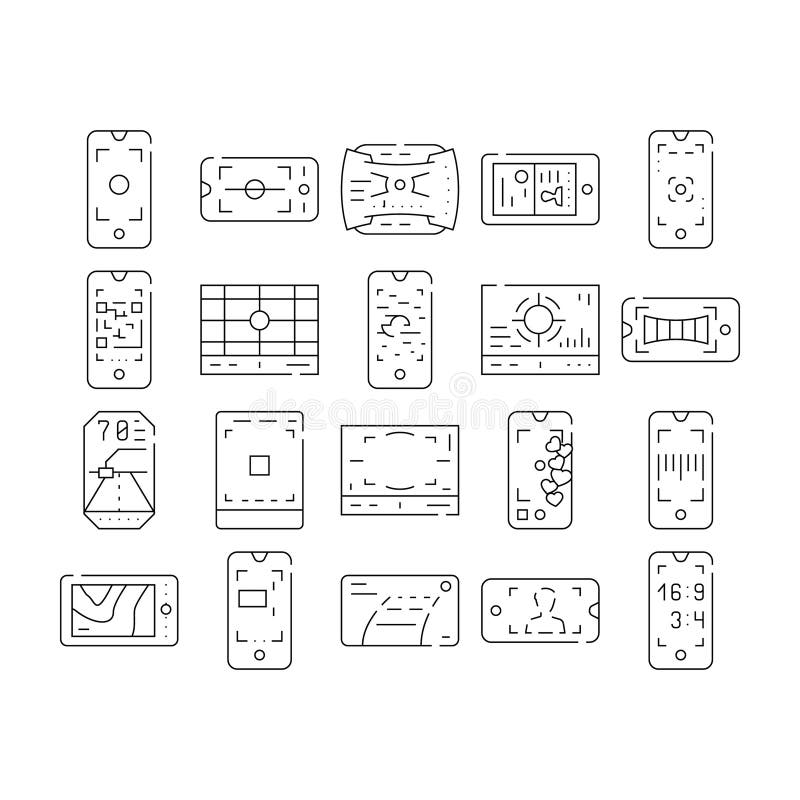 Viewfinder Smartphone Function Icons Set Vector Stock Vector ...