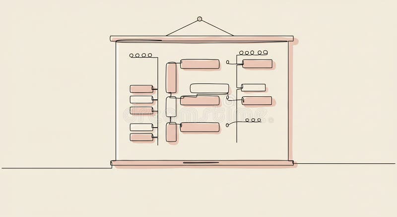 Viewing Flowchart on Presentation Board with Continuous Line Drawing ...