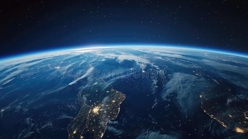 Viewing Half of the Earth from Space, Ground Level Stock Illustration ...