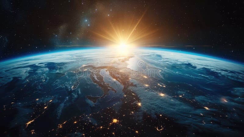 Viewing Half of the Earth from Space, Ground Level Stock Photo - Image ...