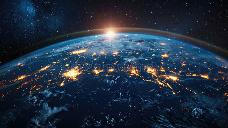 Viewing Half of the Earth from Space, Ground Level Stock Photo - Image ...