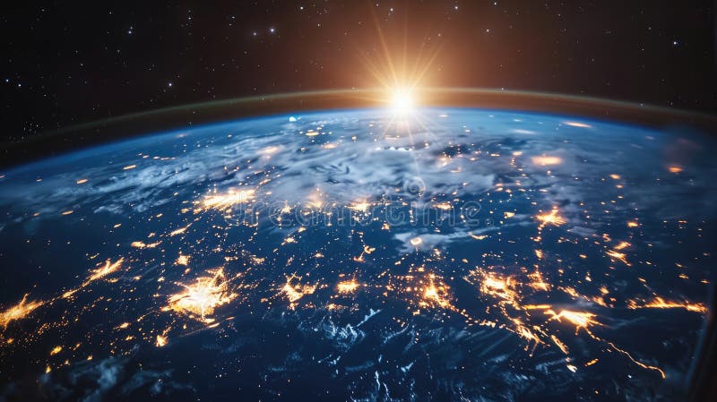 Viewing Half of the Earth from Space, Ground Level Stock Photo - Image ...