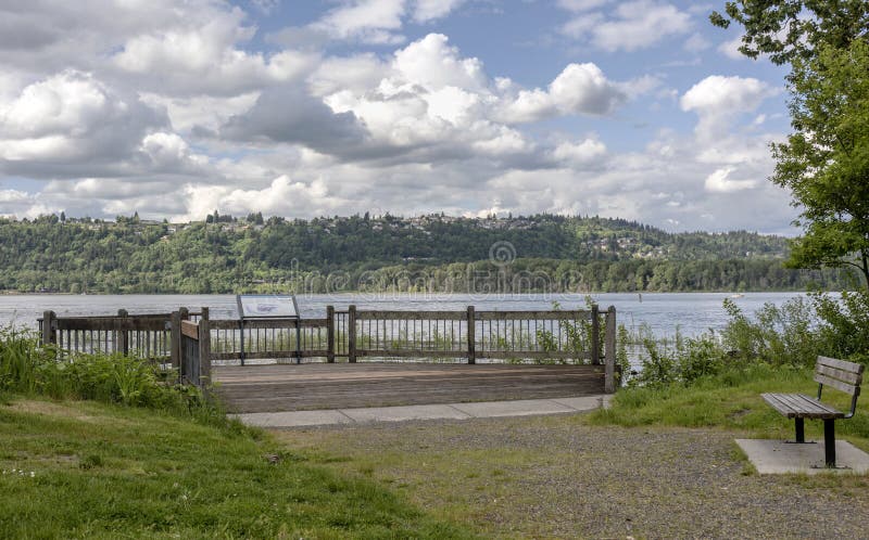 Viewing Platform Along the Columbia River. Stock Image - Image of ...