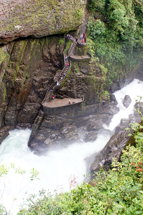 Viewing Platform at the Base of a Waterfall Stock Image - Image of ...