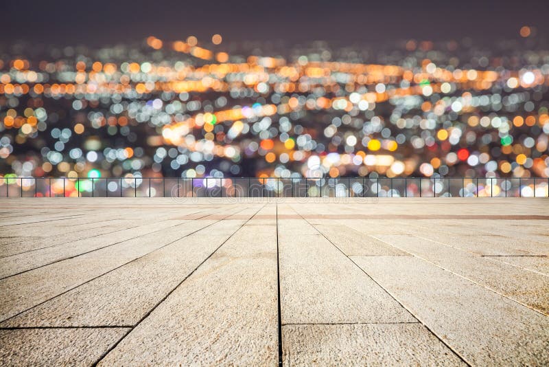Viewing Platform and City Night View Stock Image - Image of design ...
