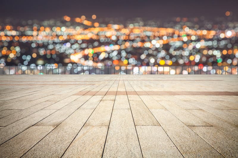 Viewing Platform and City Night View Stock Image - Image of brick ...