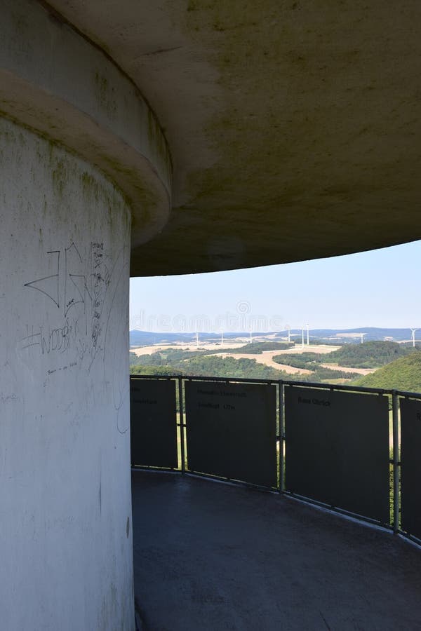 Viewing Platform on an Old Round Concrete Tower Stock Photo - Image of ...