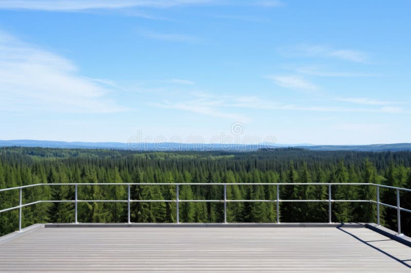 A Viewing Platform Overlooking a Large Forest Stock Illustration ...