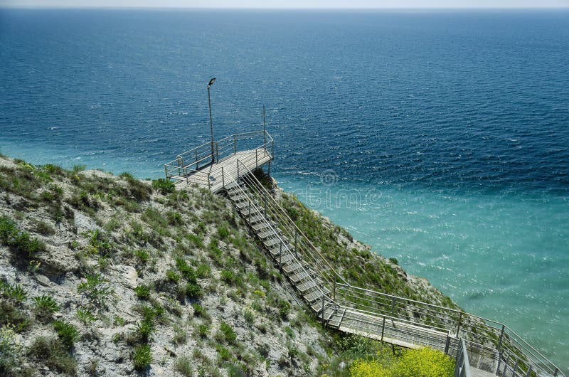A Viewing Platform on a Rock with Steps Overlooking the Black Sea in ...