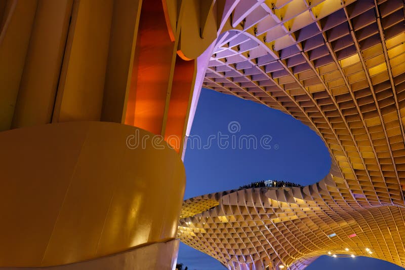 Viewing Platform of Setas De Sevilla Viewed from the Ground Against the ...