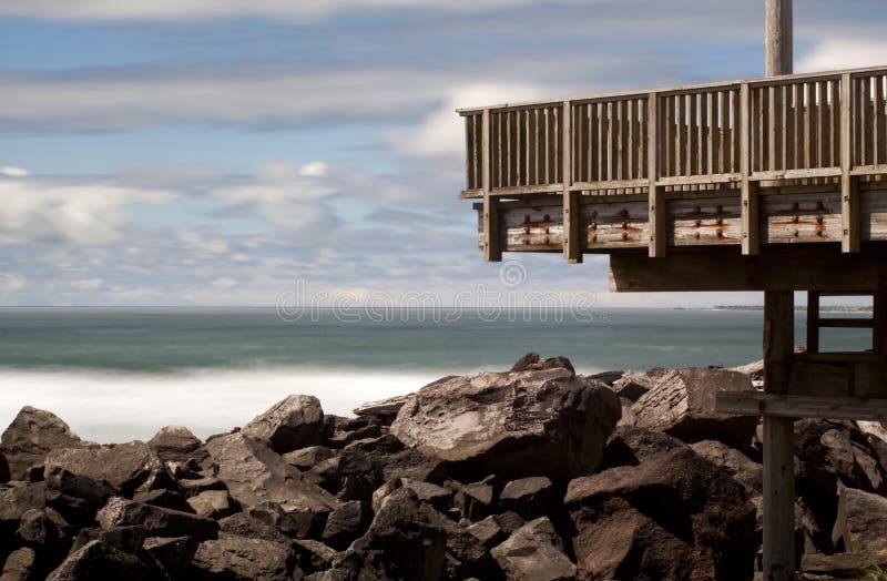 Viewing Platform at the South Jetty Stock Photo - Image of safey ...