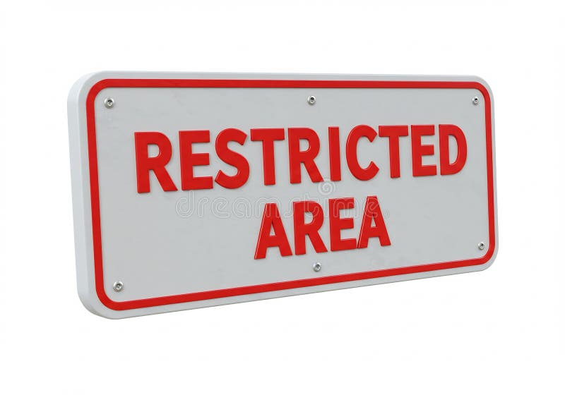 Viewing a Restricted Area Sign with Red Text and Border Stock ...