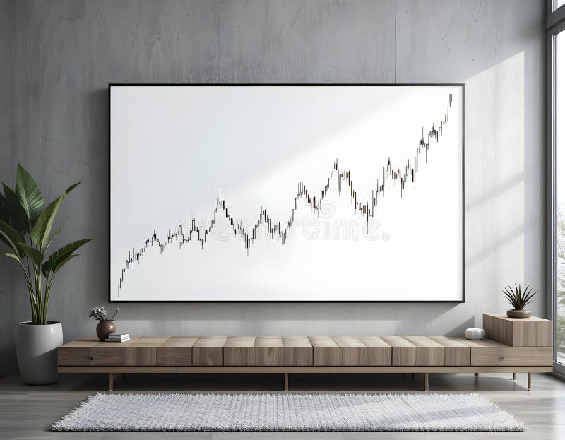 Viewing Stock Chart in Minimalist Interior Room Stock Photo - Image of ...