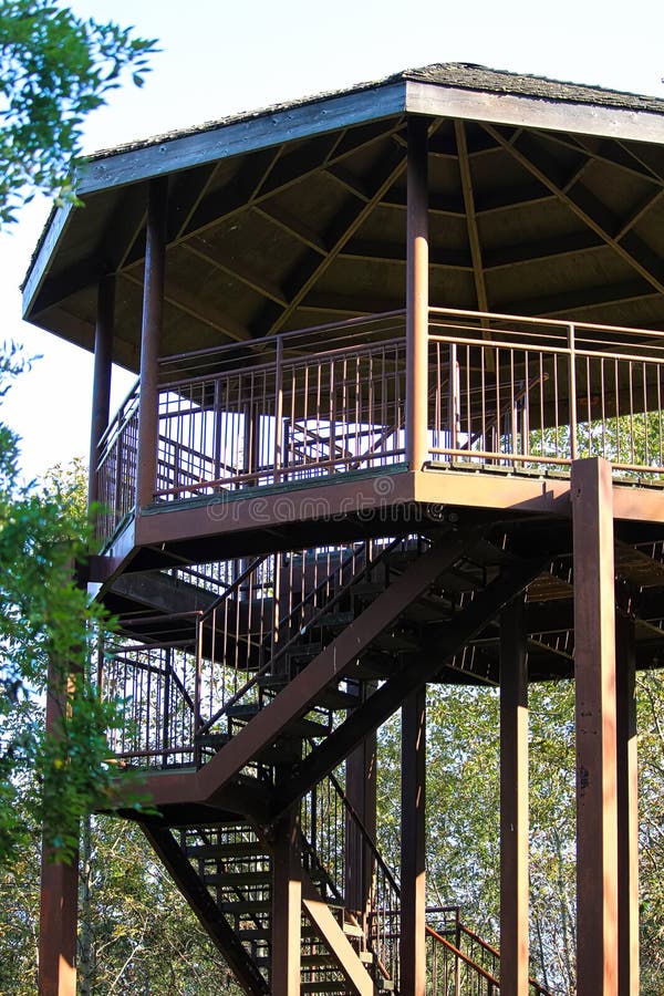 A Viewing Tower Along a Public Path Stock Photo - Image of animals ...