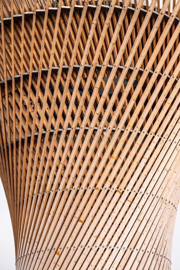 Viewing Tower Made of Wooden Planks I Spiral.. Stock Image - Image of ...