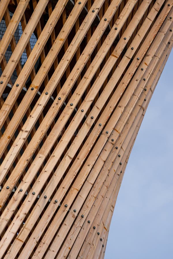 Viewing Tower Made of Wooden Planks I Spiral.. Stock Image - Image of ...