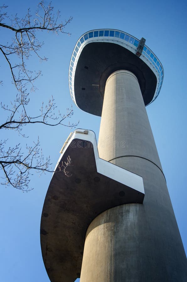 Viewing tower in Rotterdam stock image. Image of town - 110956385