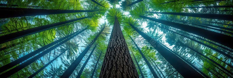 Viewing a Tree in Forest with Sunlight Filtering through Trees Stock ...