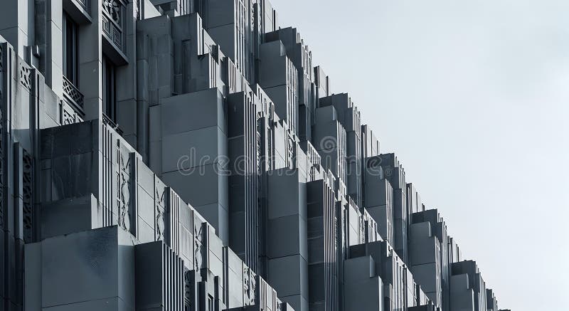 Viewing Upwards at Patterned Architectural Building Facade with ...