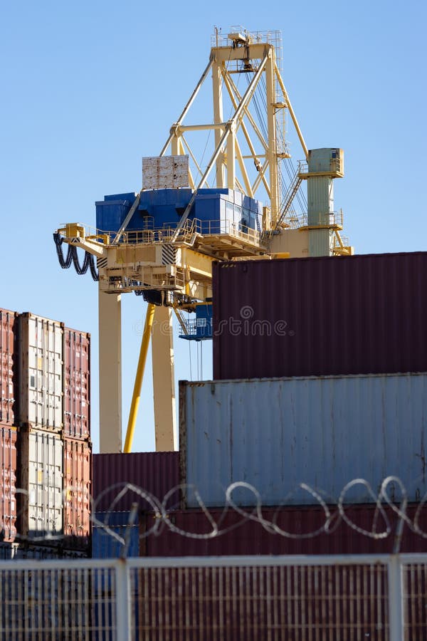 Viewpoint Above the Cargo Seaport with Lots of Containers Stock Photo ...