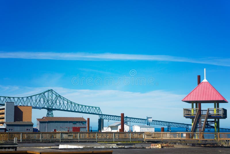 Viewpoint and Bridge in Astoria Stock Image - Image of port, coast ...