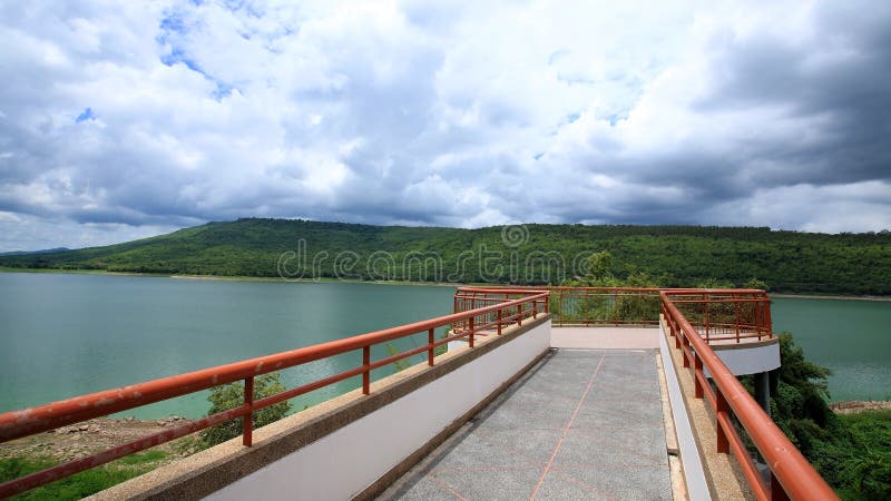 Viewpoint Bridge To See Lamtaklong Dam Stock Image - Image of landscape ...