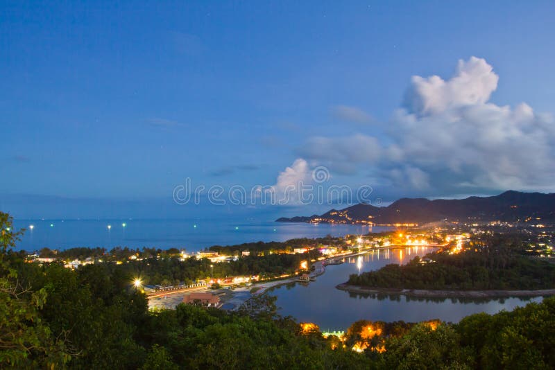 Viewpoint of Chaweng Koh Samui on Night Stock Photo - Image of paint ...