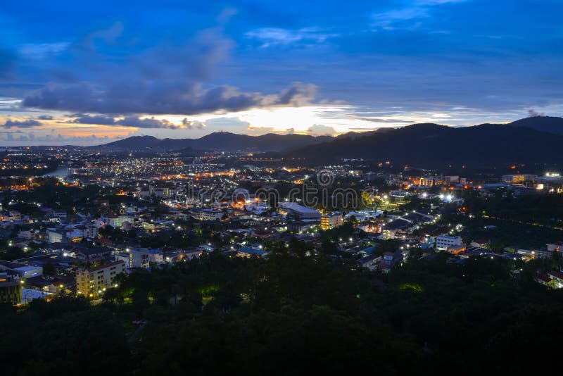 Viewpoint on Hill See To Phuket Town Stock Image - Image of blue ...