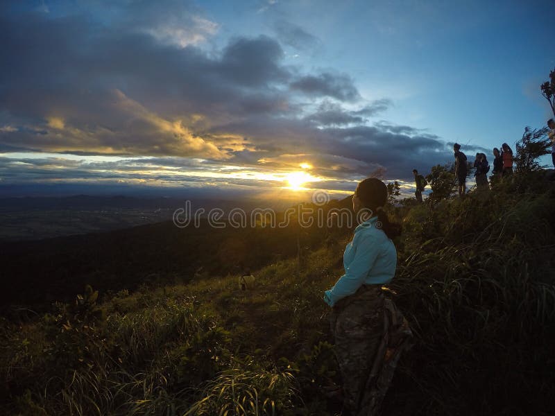 Viewpoint of the Sunset on the Top Hill Stock Image - Image of ...