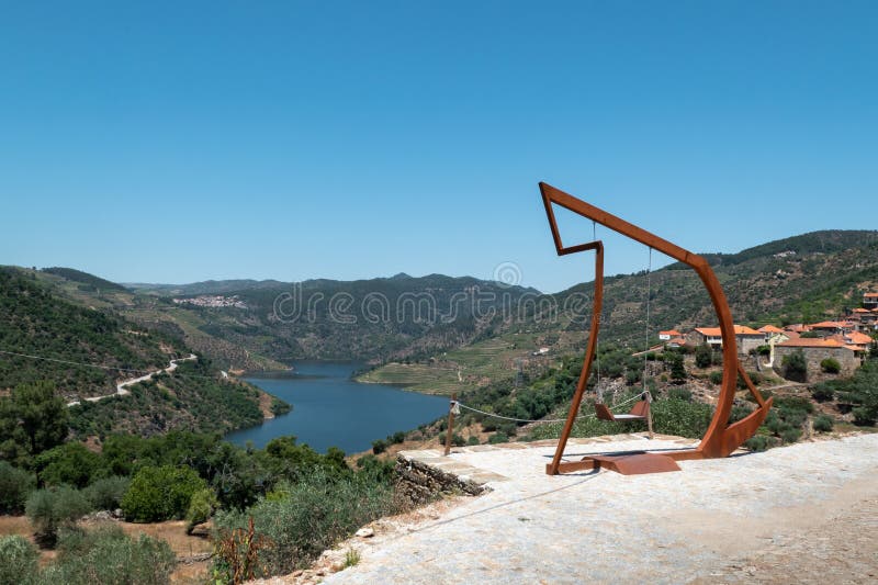 The Viewpoint with a Swing Overlooking the Tua River Stock Photo ...