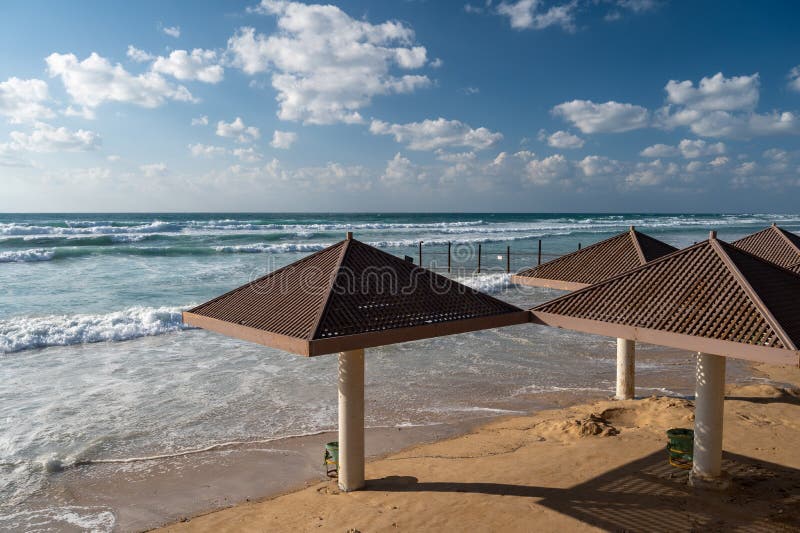 Views of Argaman Beach in Netanya in Israel Stock Photo - Image of ...