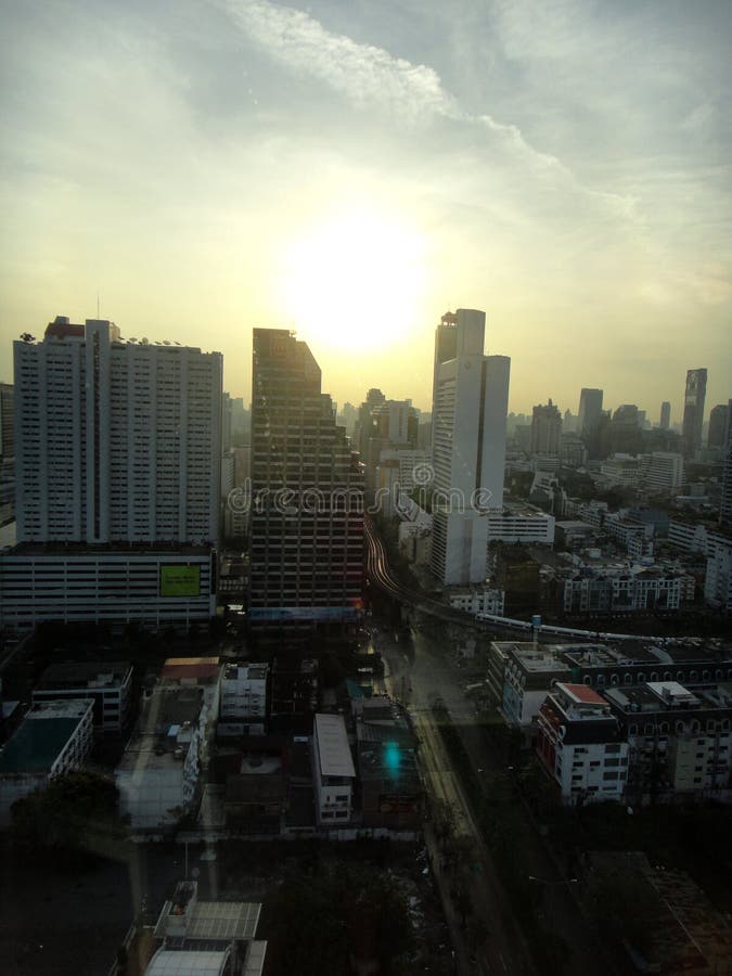 Sunset in Bangkok stock photo. Image of city, horizon - 214972246