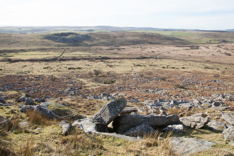 Views of Bodmin Moor from the Cheesewring on Bodmin Moor, Cornwall in ...